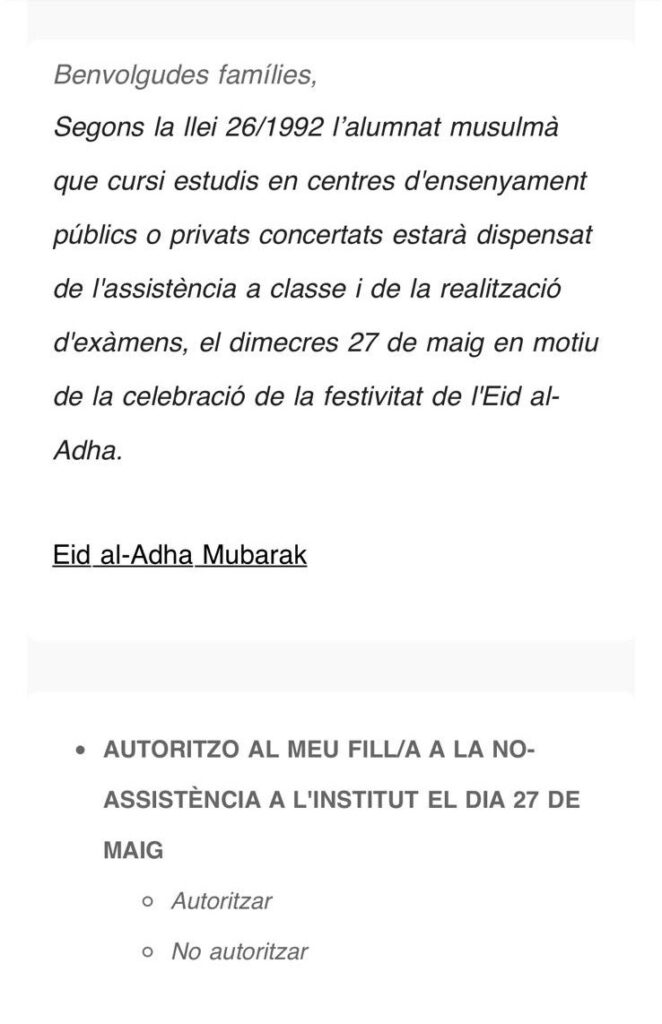 Una escuela de la Generalitat exime a los alumnos musulmanes de clase y ...